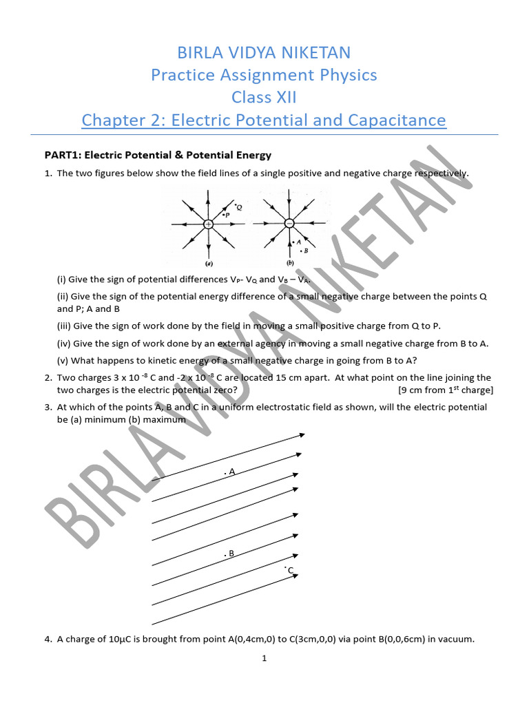 Work Done on Charge in Electric Field | PDF | Capacitor | Capacitance