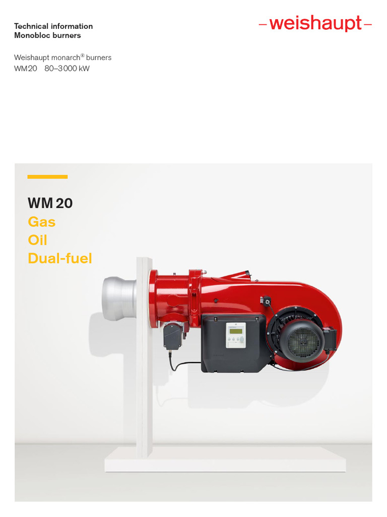 Gas Oil Dual-Fuel: Weishaupt Monarch Burners WM 20 80-3 000 KW | PDF | Combustion | N Ox