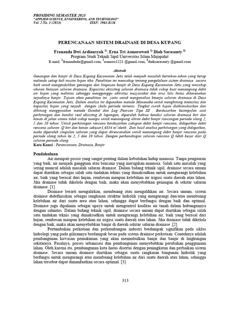 Perencanaan Sistem Drainase DI Desa Kupa | PDF