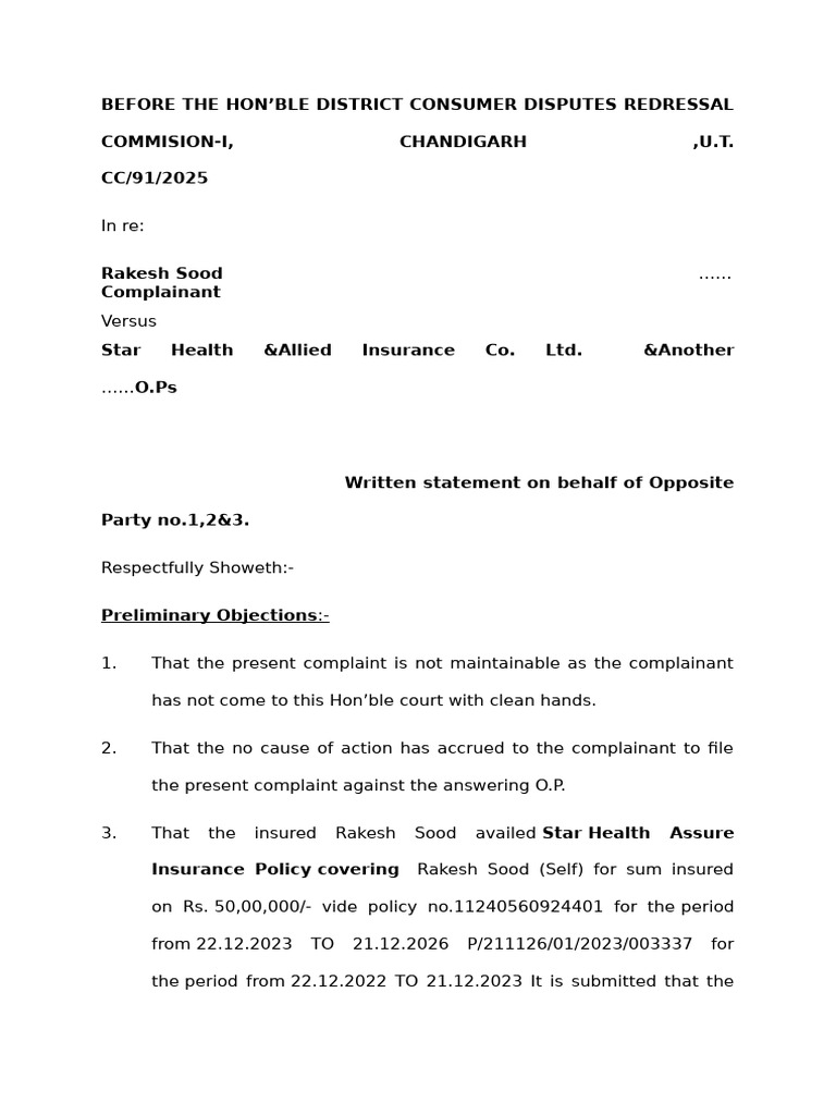 Rakesh Sood DCDRC CHD | PDF | Insurance | Contractual Term