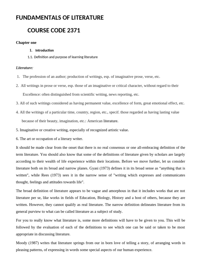 Introduction to Literature Fundamentals | PDF | Novella | Fable