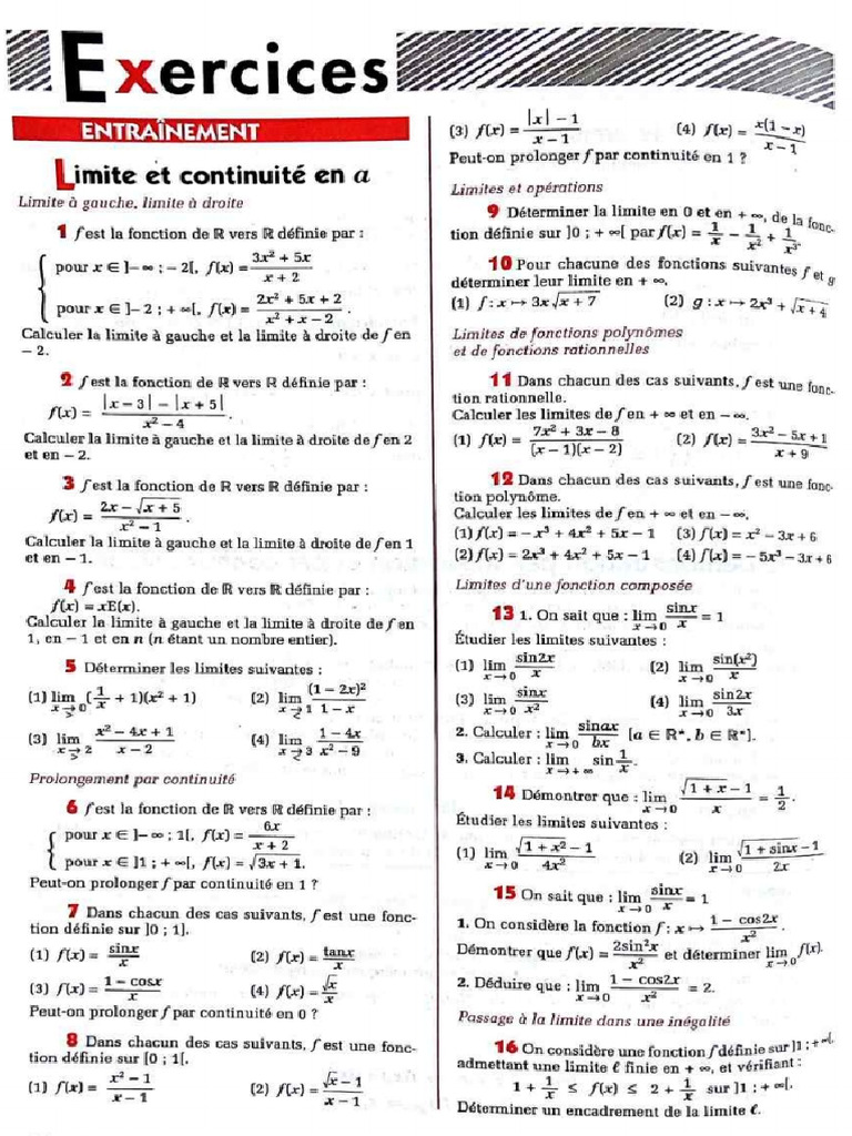 exercices de Maths sur Limites Tle S2 | PDF