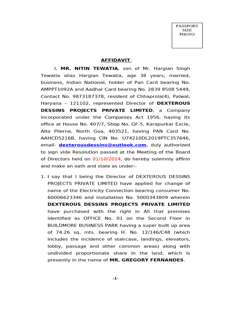 Electricity Self Declaration | PDF