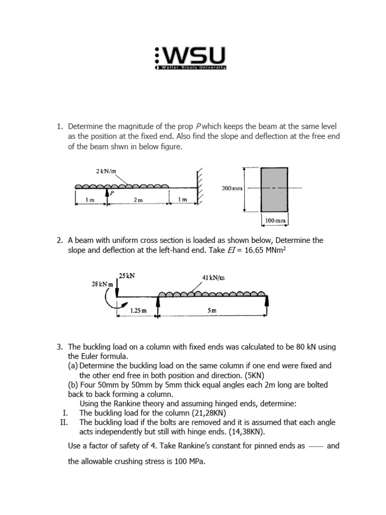 STM36W1 Assignment 1 Sem 2 2025 | PDF | Buckling | Stress (Mechanics)