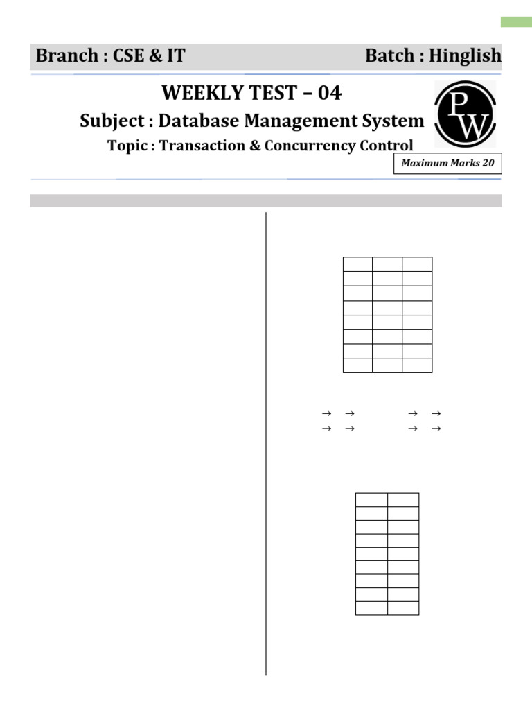 Database Management System Test: Transactions | PDF | Information ...