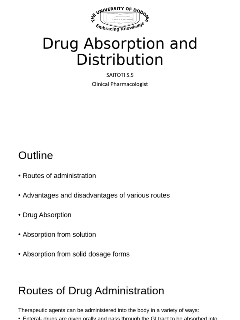 Drug Absorption & Distribution | PDF | Pharmaceutical Sciences ...