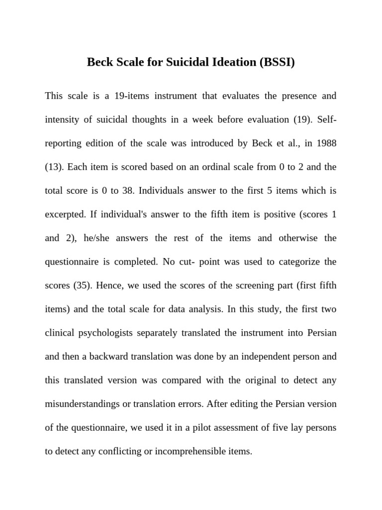 Beck Scale for-WPS Office | PDF