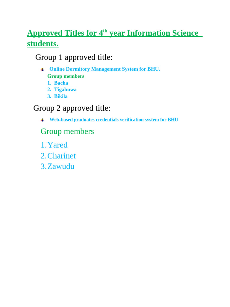 Approved Titles For 4th Years Is Students | PDF