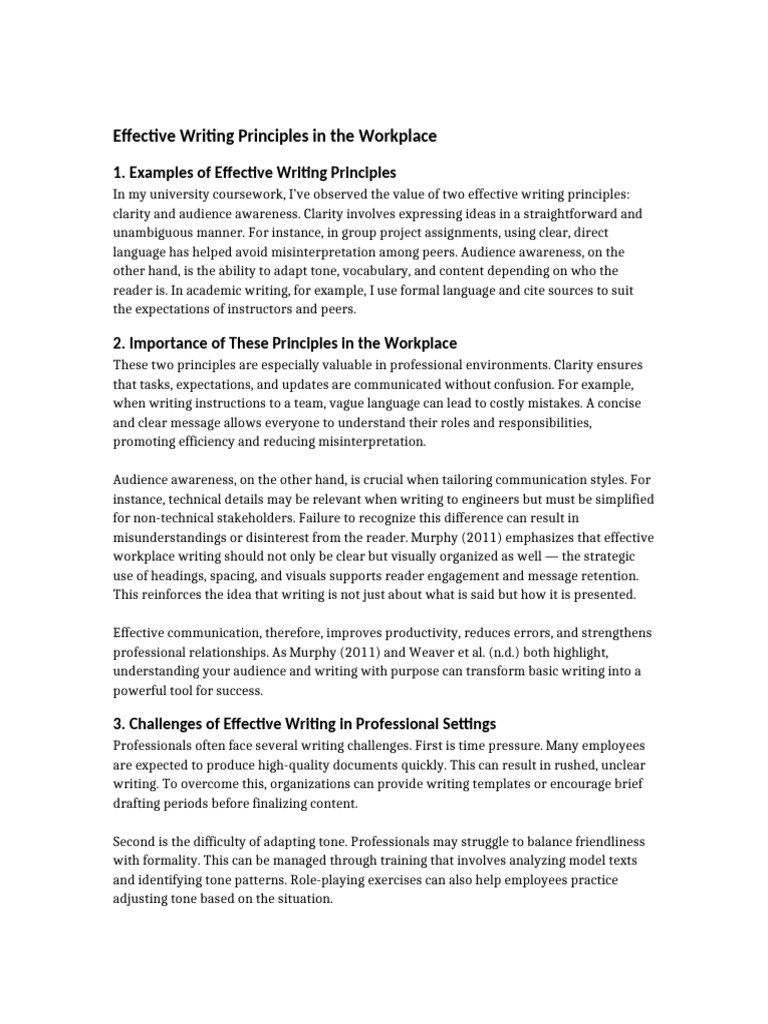 Effective Writing Principles Assignment | PDF | Communication | Plain ...