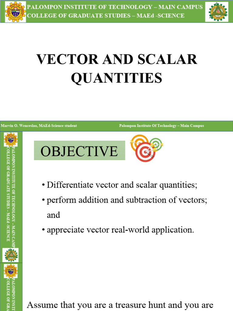 Vector and Scalar Quantities Presentation | PDF | Euclidean Vector | Quantity