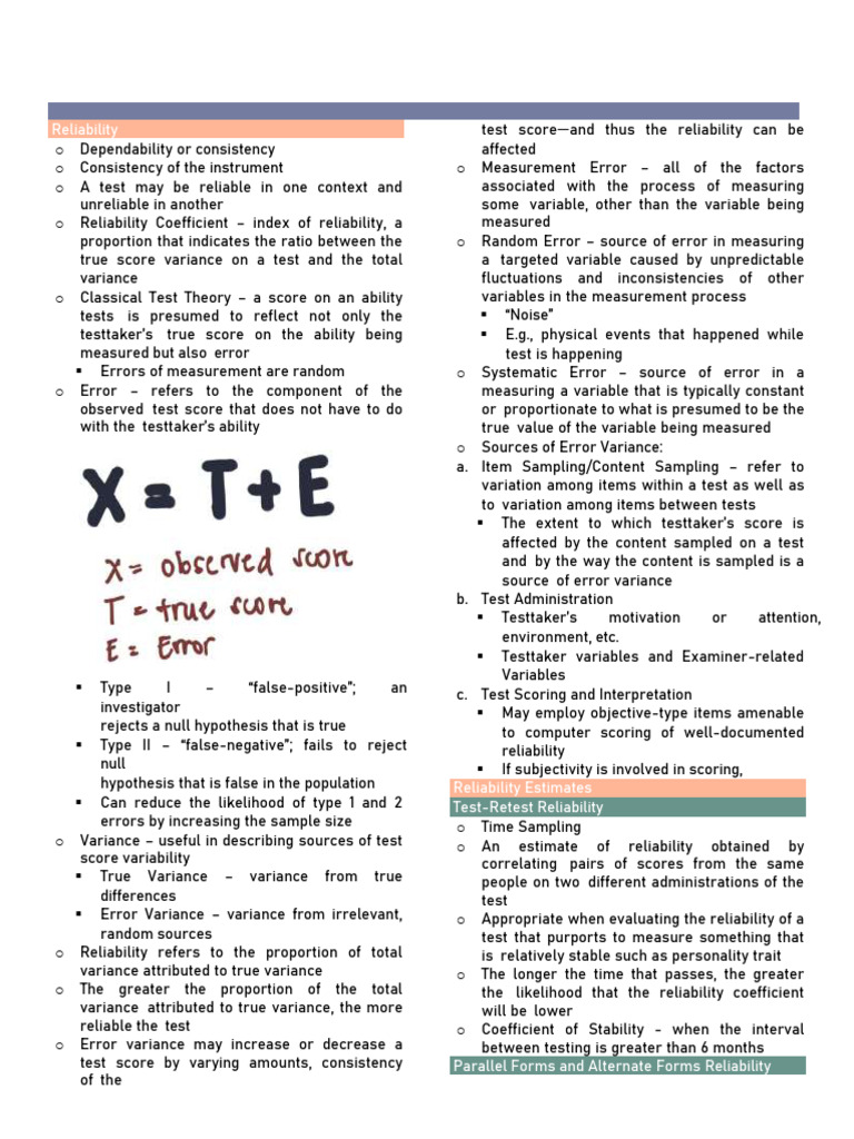 Supplementary Readings For Reliability Validity Utility Pdf 5912