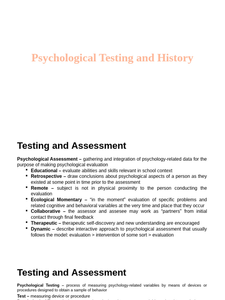 Psychological Testing and History | PDF | Psychometrics | Psychology