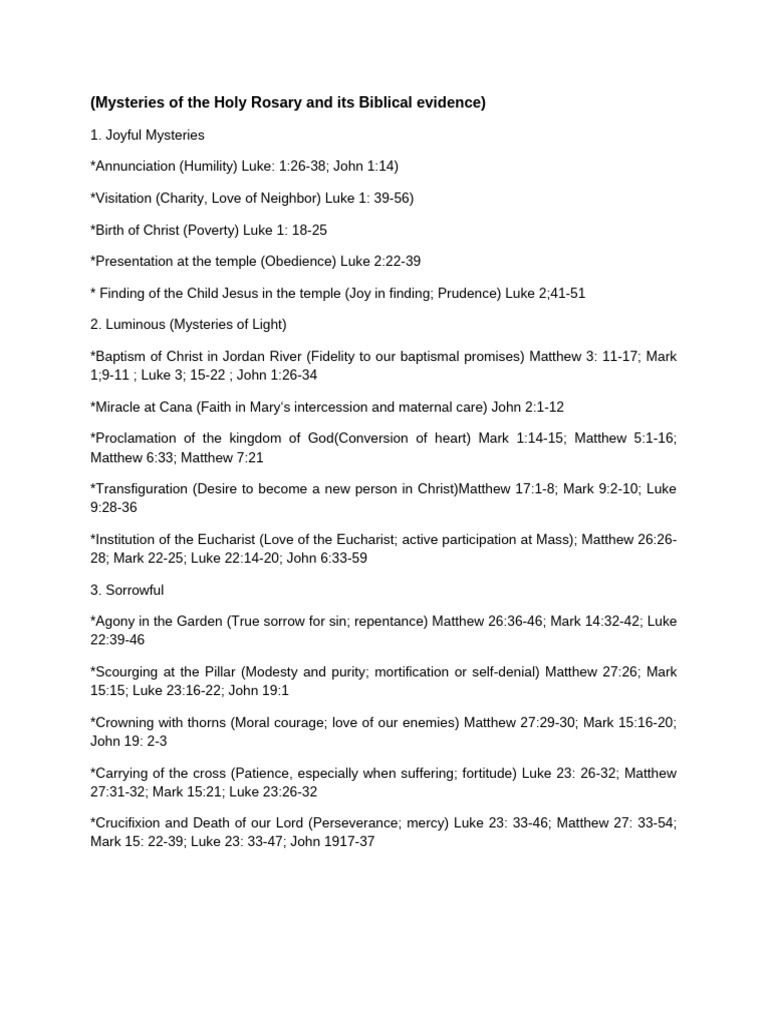 The order in the life of Jesus as reflected in The Mysteries of the ...