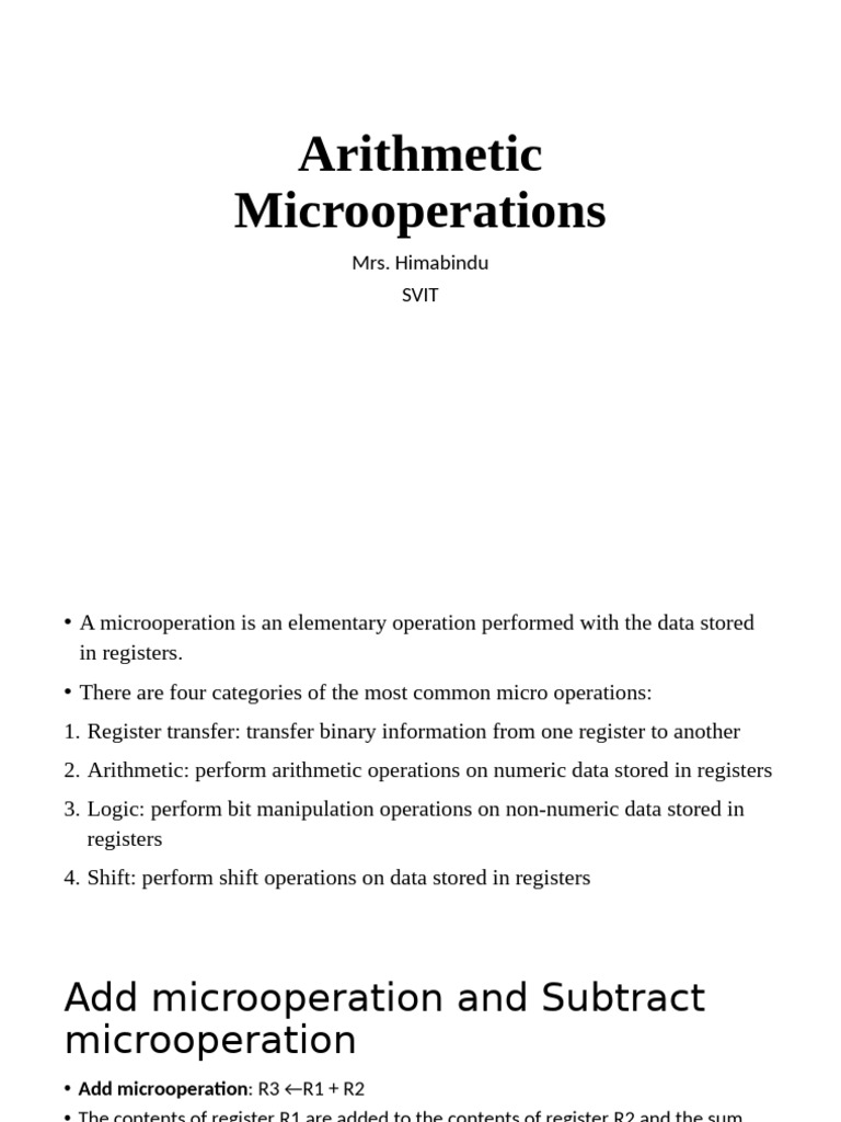 Arithmetic Microoperations | PDF | Mathematics | Digital Electronics