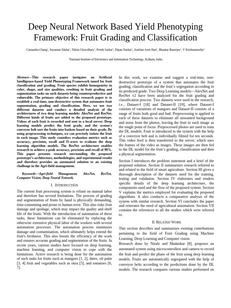 Fruit Classification And Grading Pdf Deep Learning Computer Vision 7595