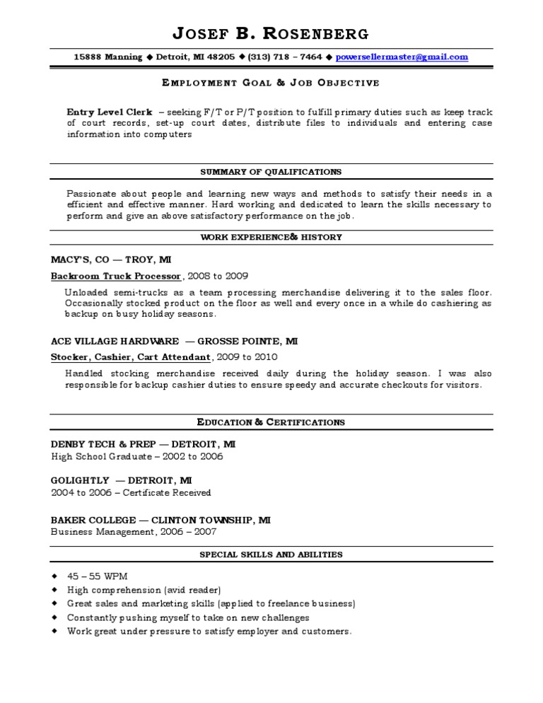 Courth Clerk Resume | PDF