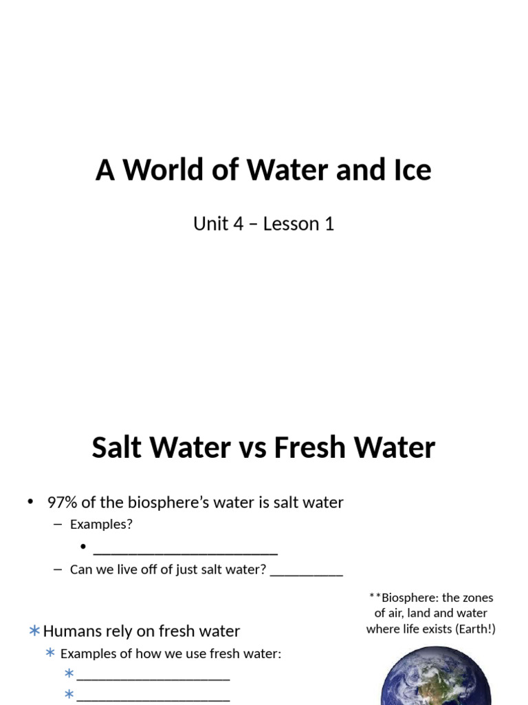 (Lesson 1 and 2) - A World of Water and Frozen Water | PDF | Water ...