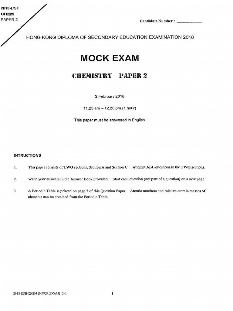 SPCC F6 Chem Mock 201718 P2 | PDF