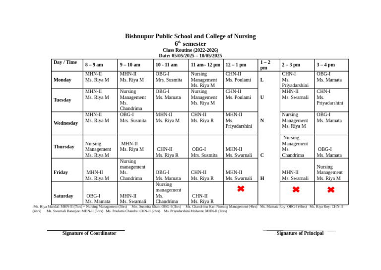 6th Sem Routine (05.05.2025 - 10.05.2025) | PDF