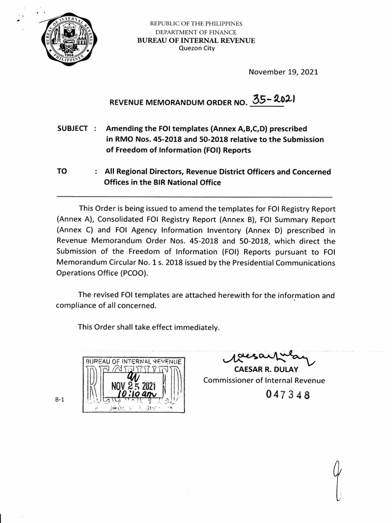 RMO No. 35-2021 | PDF