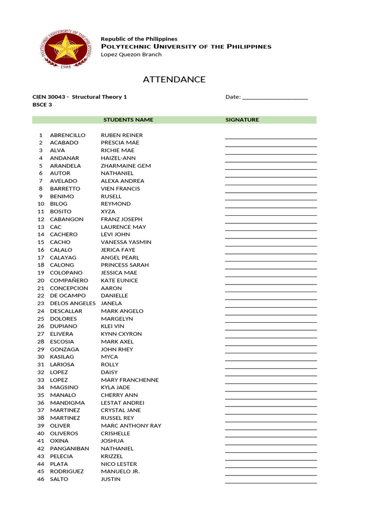 Attendance BSCE 3 | PDF