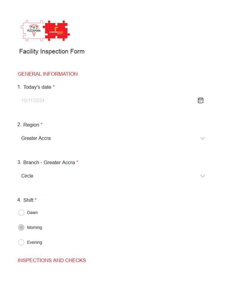 Facilitymy Inspection Form | PDF