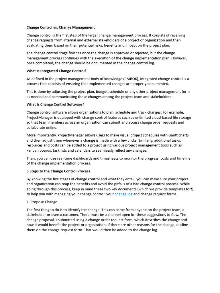 Change Control vs. Change Management | PDF | Project Management | Computing