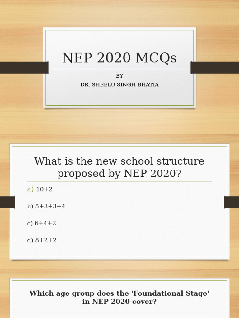 Nep 2020 Mcqs | PDF