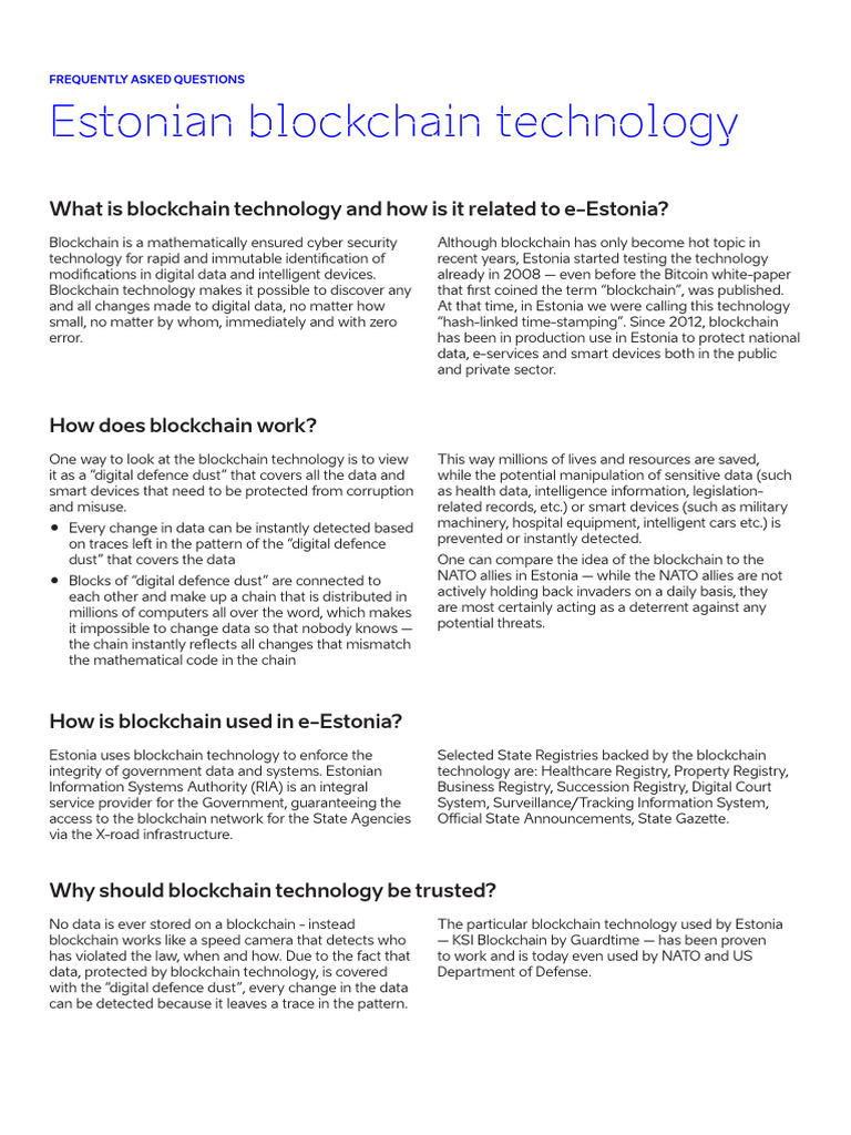 Faq Estonian Blockchain Technology | PDF | Cyberspace | Information ...