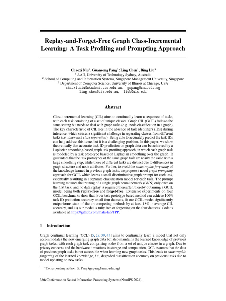Replay-And-Forget-Free Graph Class-Incremental Learning A Task Profiling and Prompting Approach ...