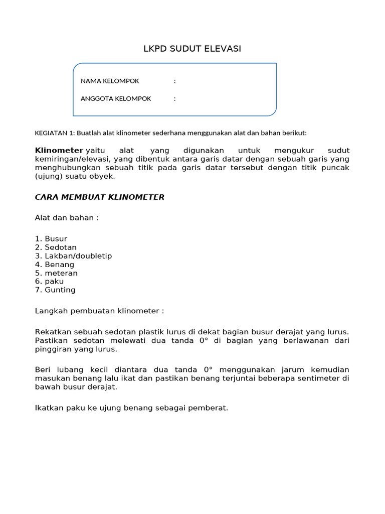 LKPD Sudut Elevasi | PDF