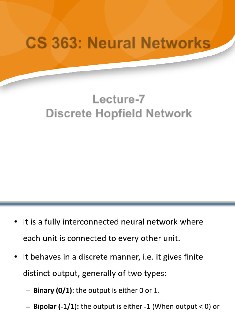 Lecture-7 Discrete Hopfield Network354dsc36 | PDF | Linear Algebra ...