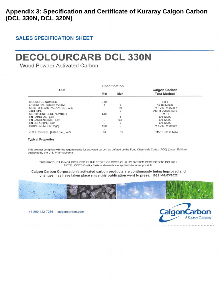 Calgon Carbon-PAC-DCL 330N Spec-đầu Ra (1) | PDF
