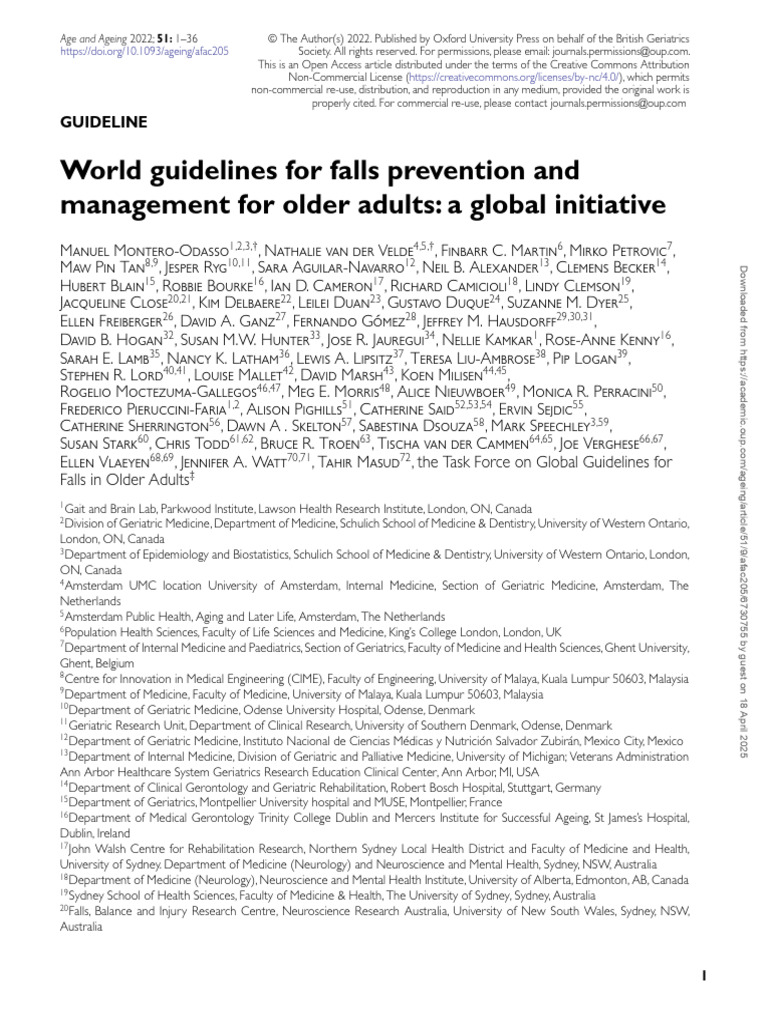 World Guidelines For Fall | PDF | Caregiver | Risk