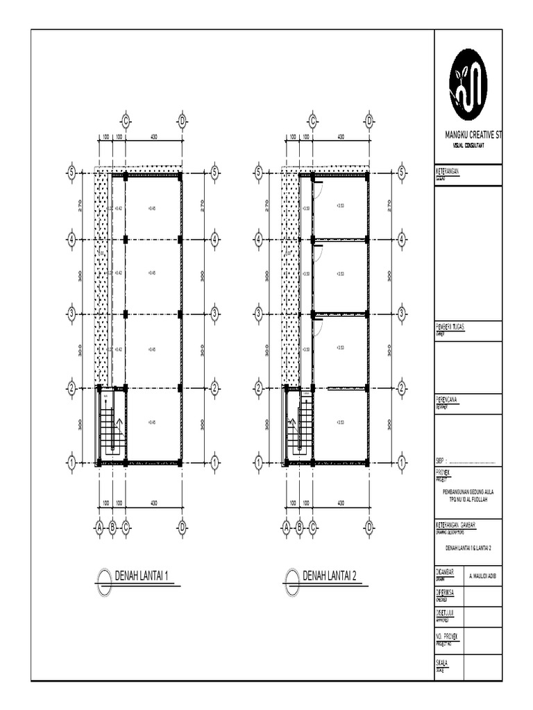Denah Lantai 1 & 2 - Gambar Kerja Aula Tpq Al Fudlah-model | PDF