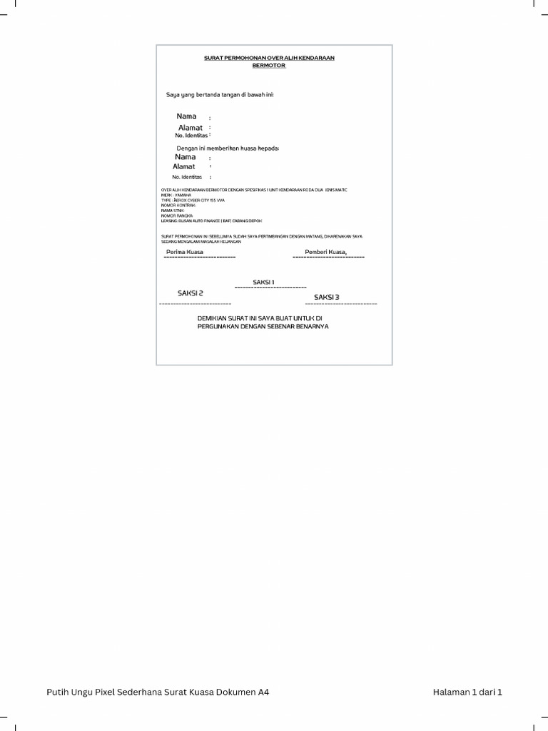 Putih Ungu Pixel Sederhana Surat Kuasa Dokumen A4 - 20250430 - 134135 - 0000 | PDF