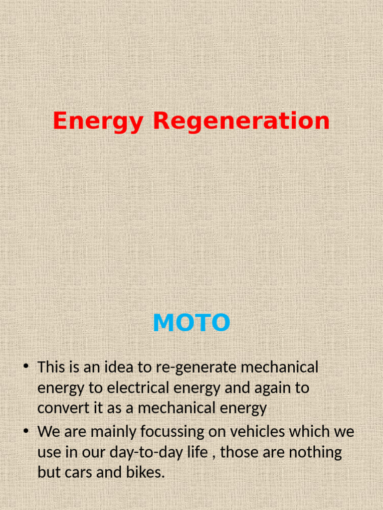 Energy Regeneration | PDF