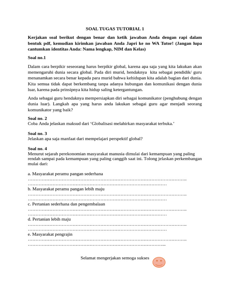 Soal Tugas Tutorial 1 | PDF