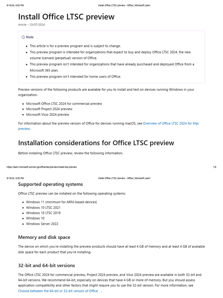 Install Office LTSC Preview - Office - Microsoft Learn | PDF | Microsoft Office | Computer ...