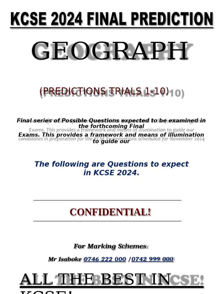 Kcse 2024 Geography Final Prediction | PDF | Rock (Geology) | Glacier