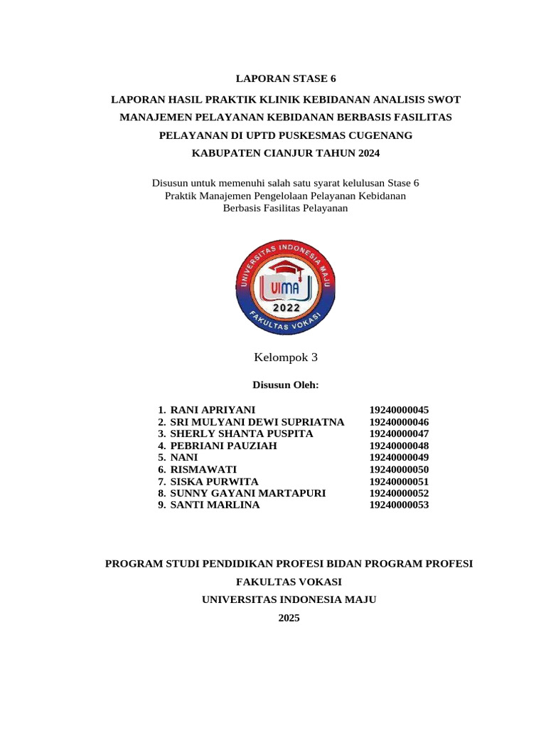 Laporan Stase 6 Kelompok 3 | PDF