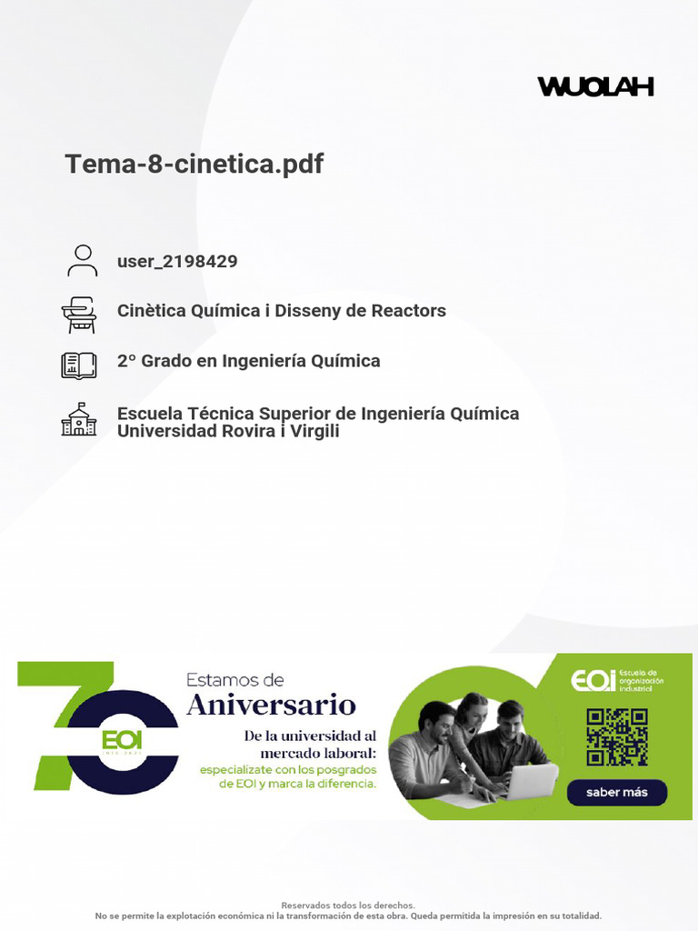 Tema 8 Cinetica | PDF