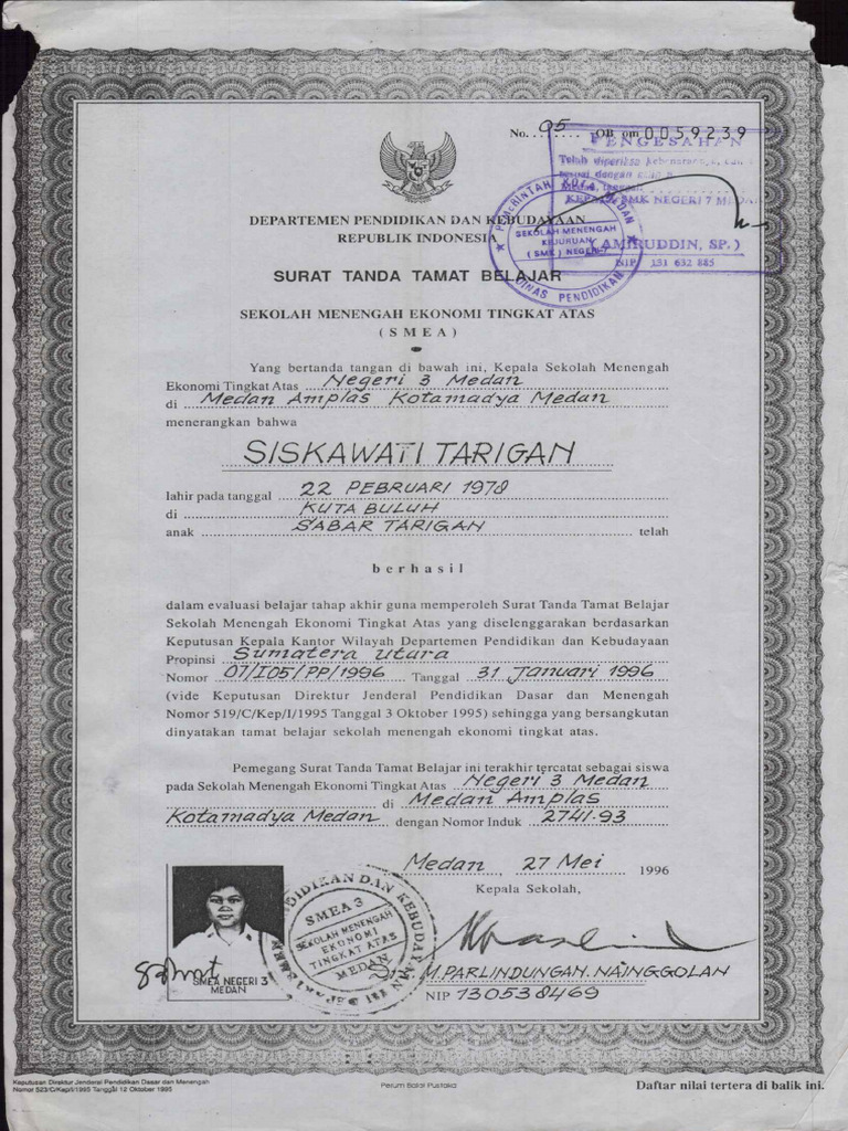 Ijazah SMEA Siska | PDF