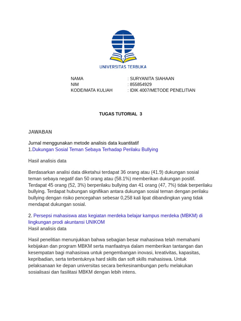 Analisis Dukungan Sosial dan MBKM | PDF