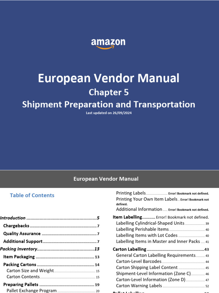 5 Pan EU Vendor Manual Shipment Prep and Transportation EN | PDF ...