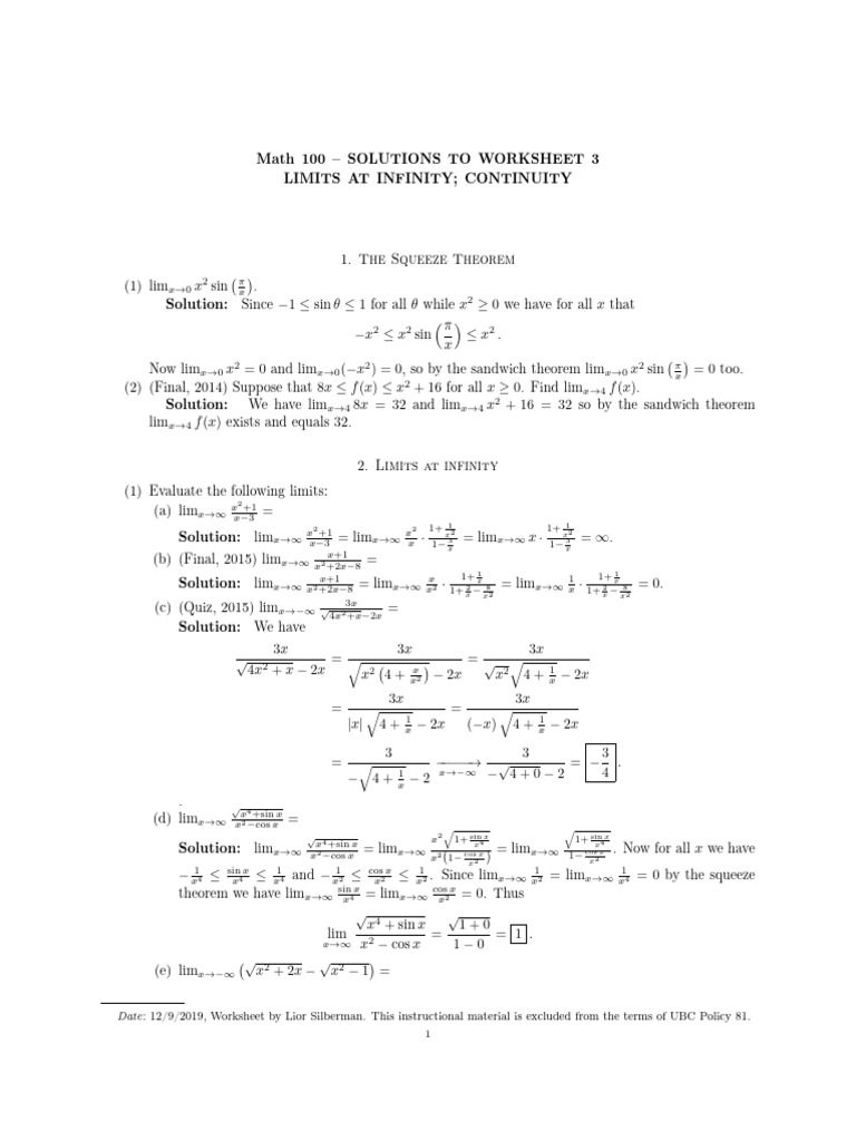 03 modHorizAsympCont - Soln | PDF | Mathematics | Mathematical Analysis