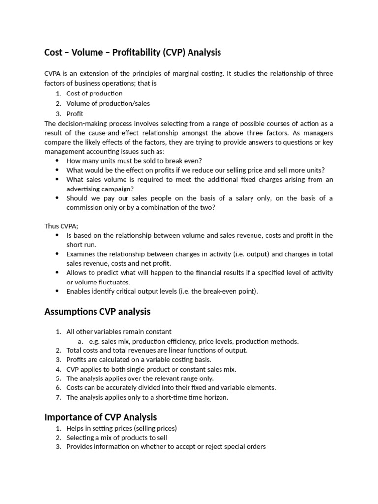 Cvpa (2) Cost Volume Profitability | PDF | Profit (Economics ...