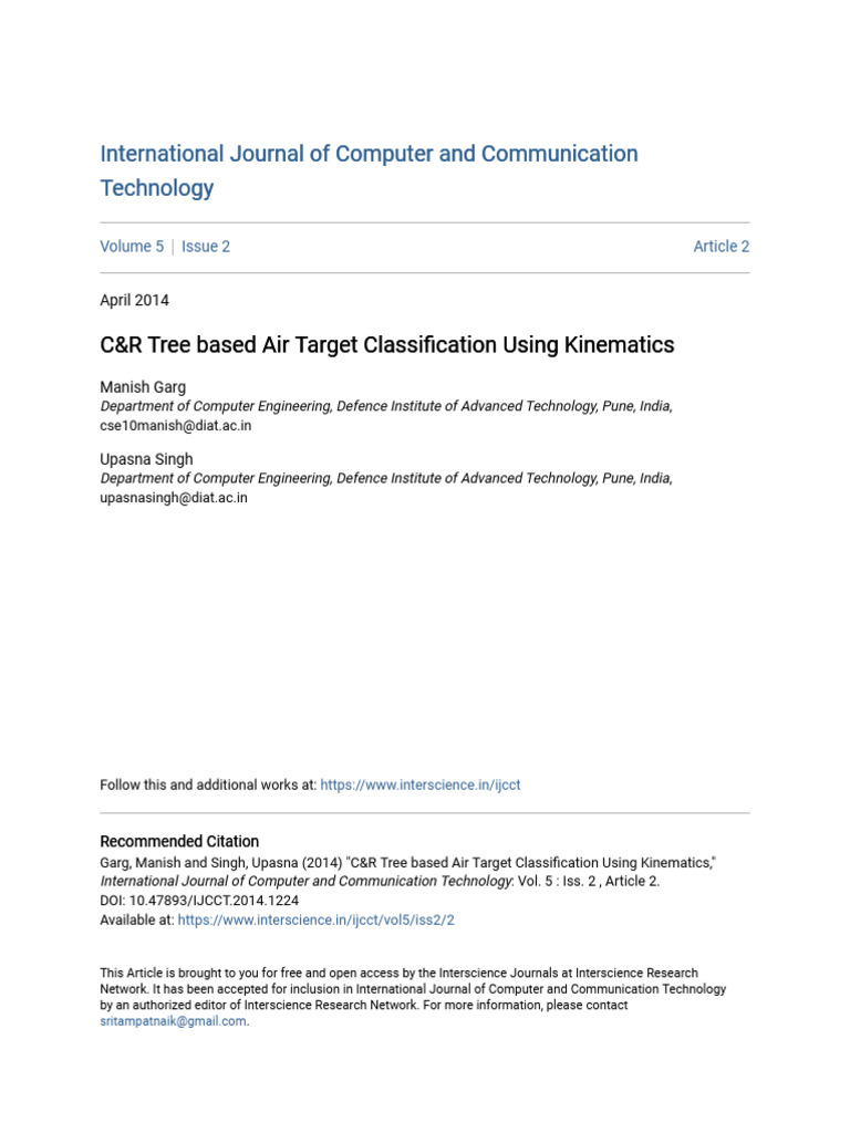 C&R Tree for Air Target Classification | PDF | Acceleration ...
