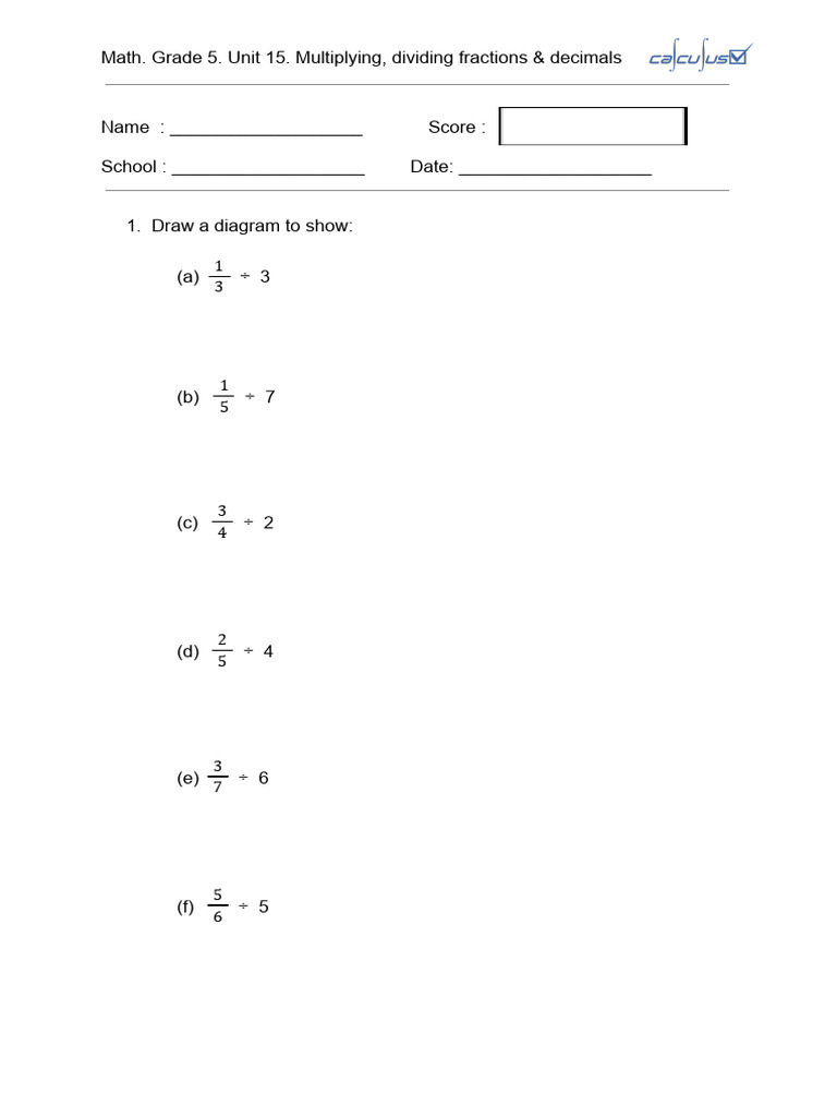 Math P5 Unit 15 - Multiplying and dividing fractions and decimals | PDF | Mathematical Notation ...