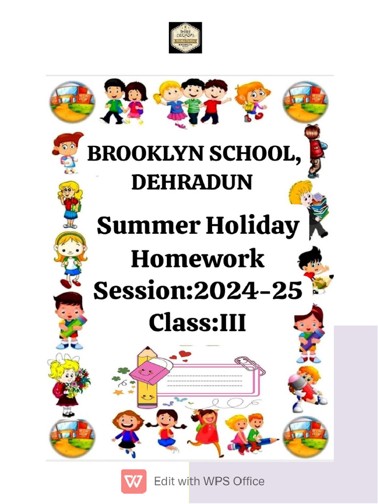 Summer Holiday Homework, class-III | PDF